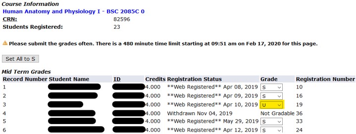 UNF: Entering Midterm Grades as Faculty